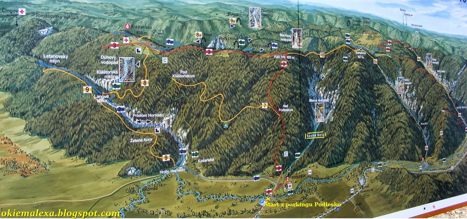 Słowacki Raj, szlaki Sucha Bela i Przełom Hornadu - Znalezione na mapie